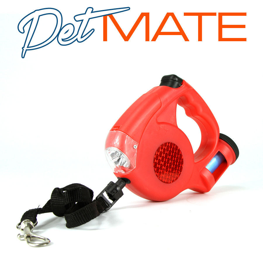3-in-1 Retractable Dog Leash Light Bag Dispenser Pet Led Up Head Collar ...