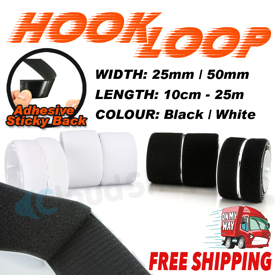 25mm 50mm Heavy Duty Adhesive Sticky Back Hook & Loop Fastening Tape ...