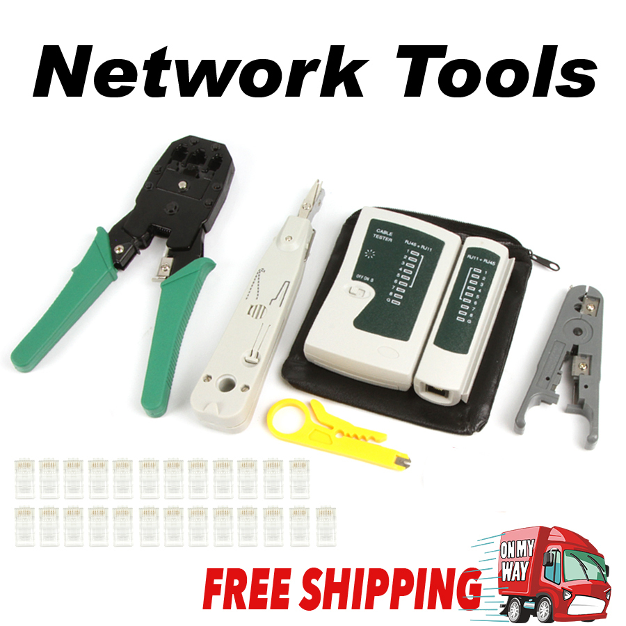 RJ45 RJ11 RJ12 Cat5e 6 LAN Phone Data Network TOOL KIT+Modular Plug ...